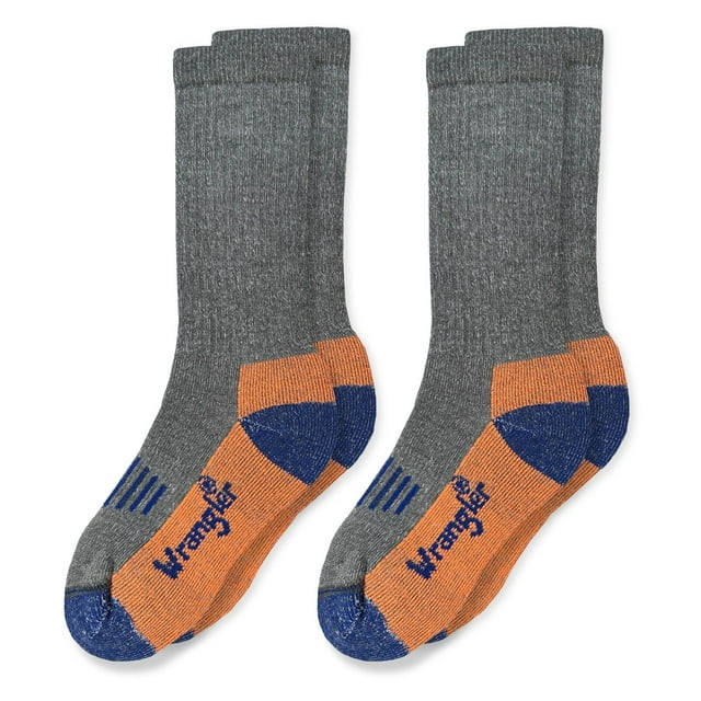 Wrangler Boys Merino Wool Half Cushion Seamless Rib Boot Crew Socks 2 ...