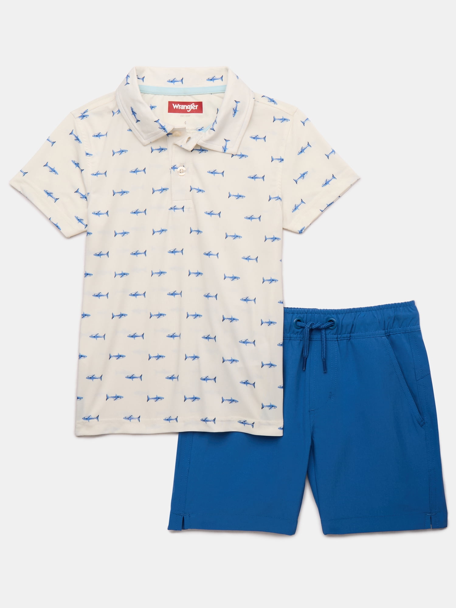 Wrangler Boys Short Sleeve Polo Shirt and Short 2-Peice Set, Sizes 4-7 ...