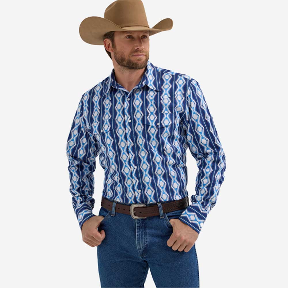 Wrangler Checotah Blue Print - Mens Shirt - 112355375 - Walmart.com