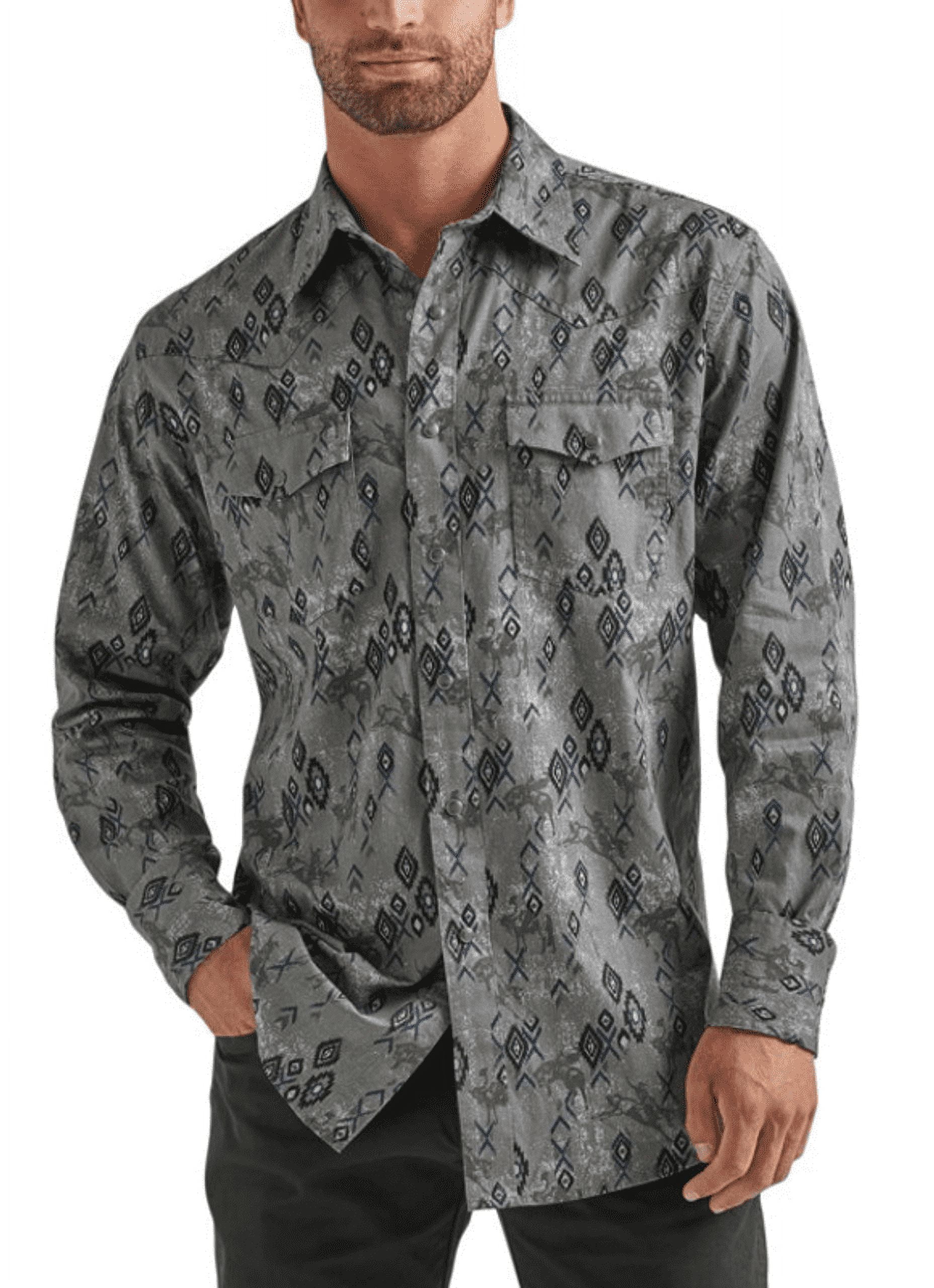 Wrangler Coconut Cowboy Grey Print - Mens Shirt - 112338177 - Walmart.com