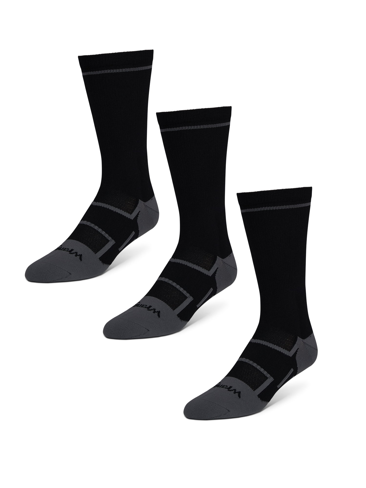 Wrangler Comfort Compression Crew Socks for Men, Size 6-12, Black, 3 ...
