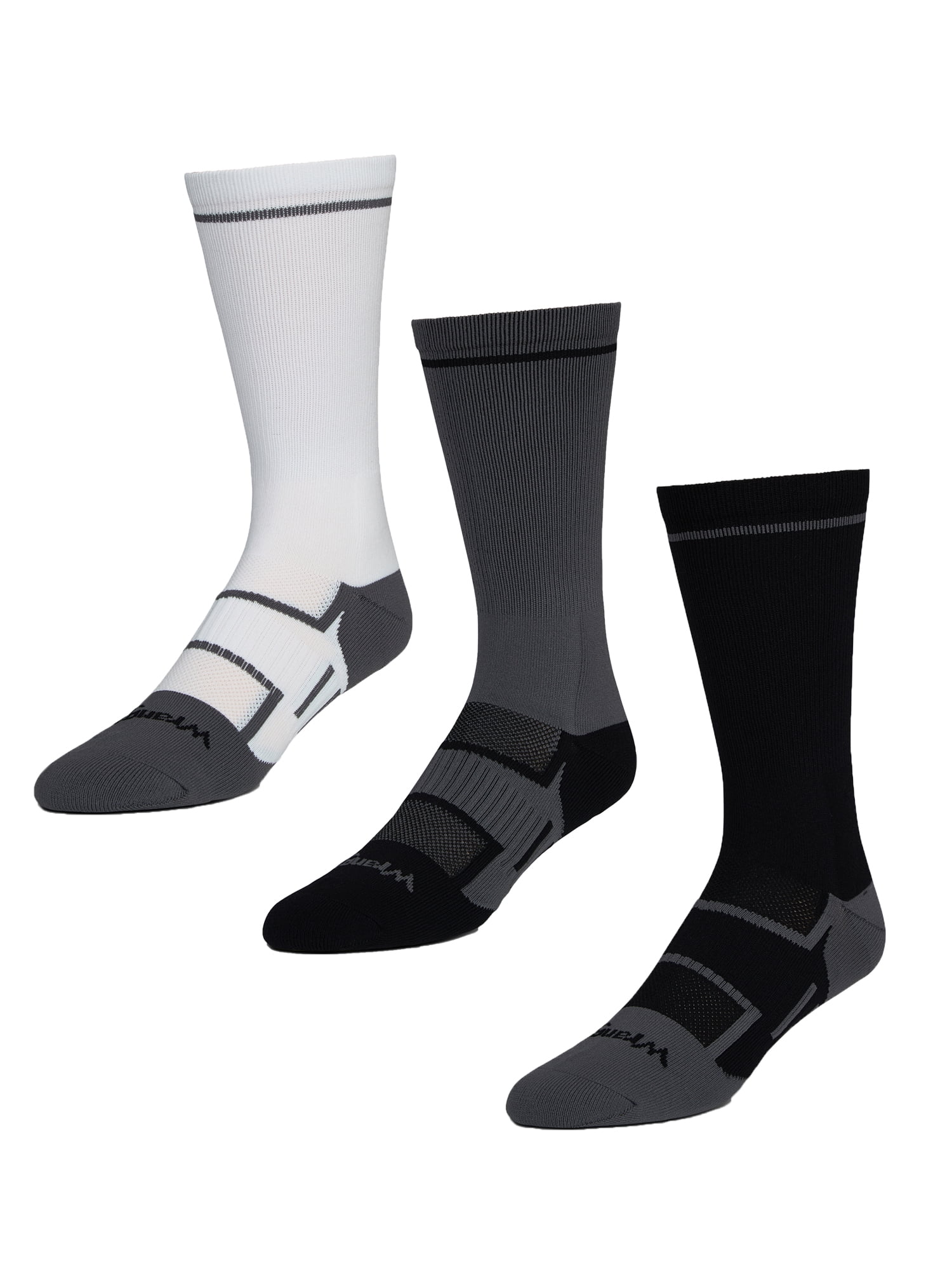 Wrangler Comfort Compression Crew Socks for Men, Size 6-12, White/Gray ...