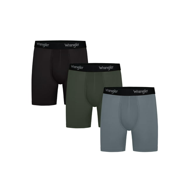 Wrangler Cool Carpenter 6" Boxer Briefs Men's Underwear, Large, Black ...
