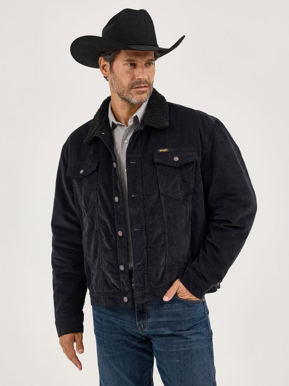Wrangler Corduroy Sherpa Lined Caviar - Mens Jacket - 112367604 ...