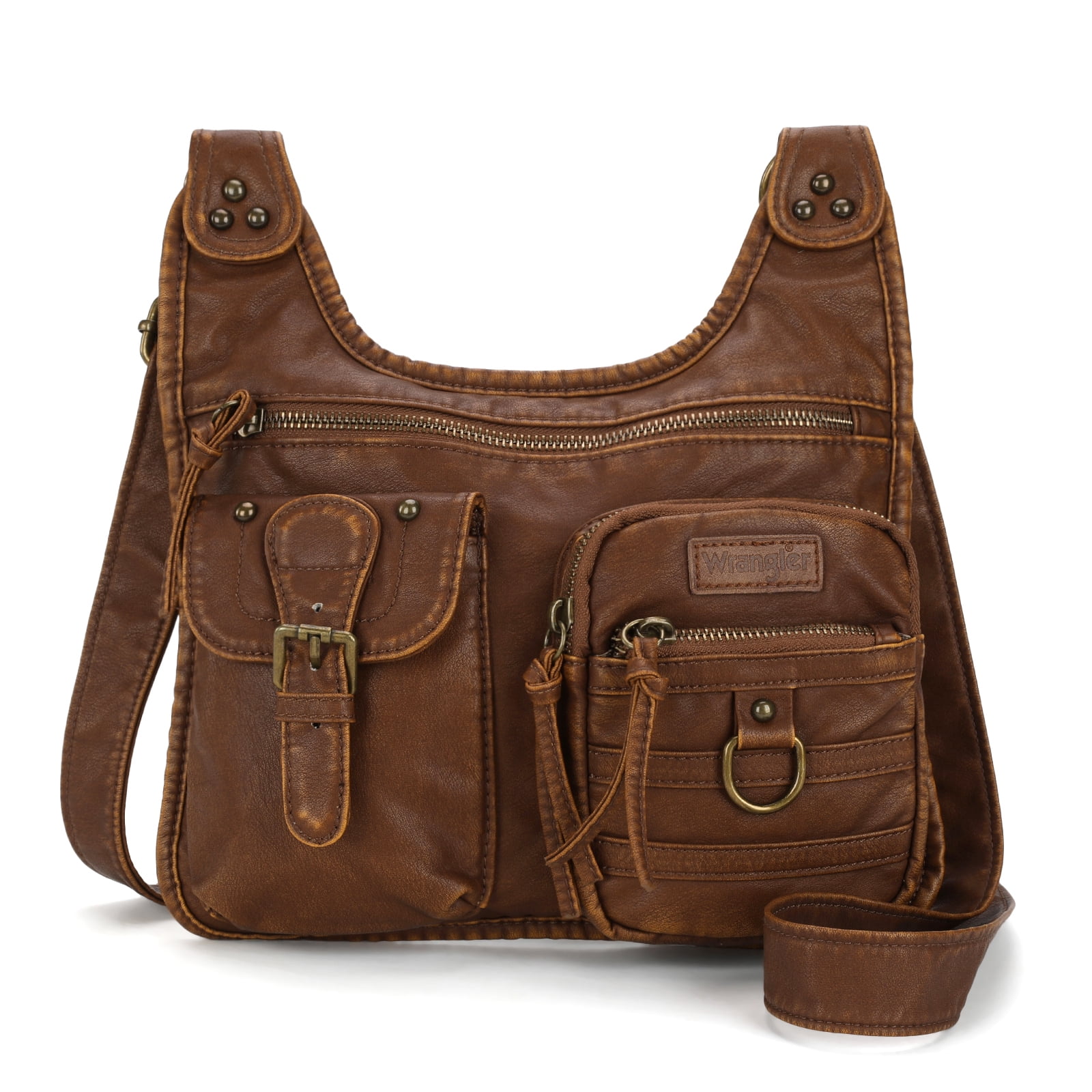 Wrangler Crossbody Bag for Women Soft Washed Leather Multi Pocket ...