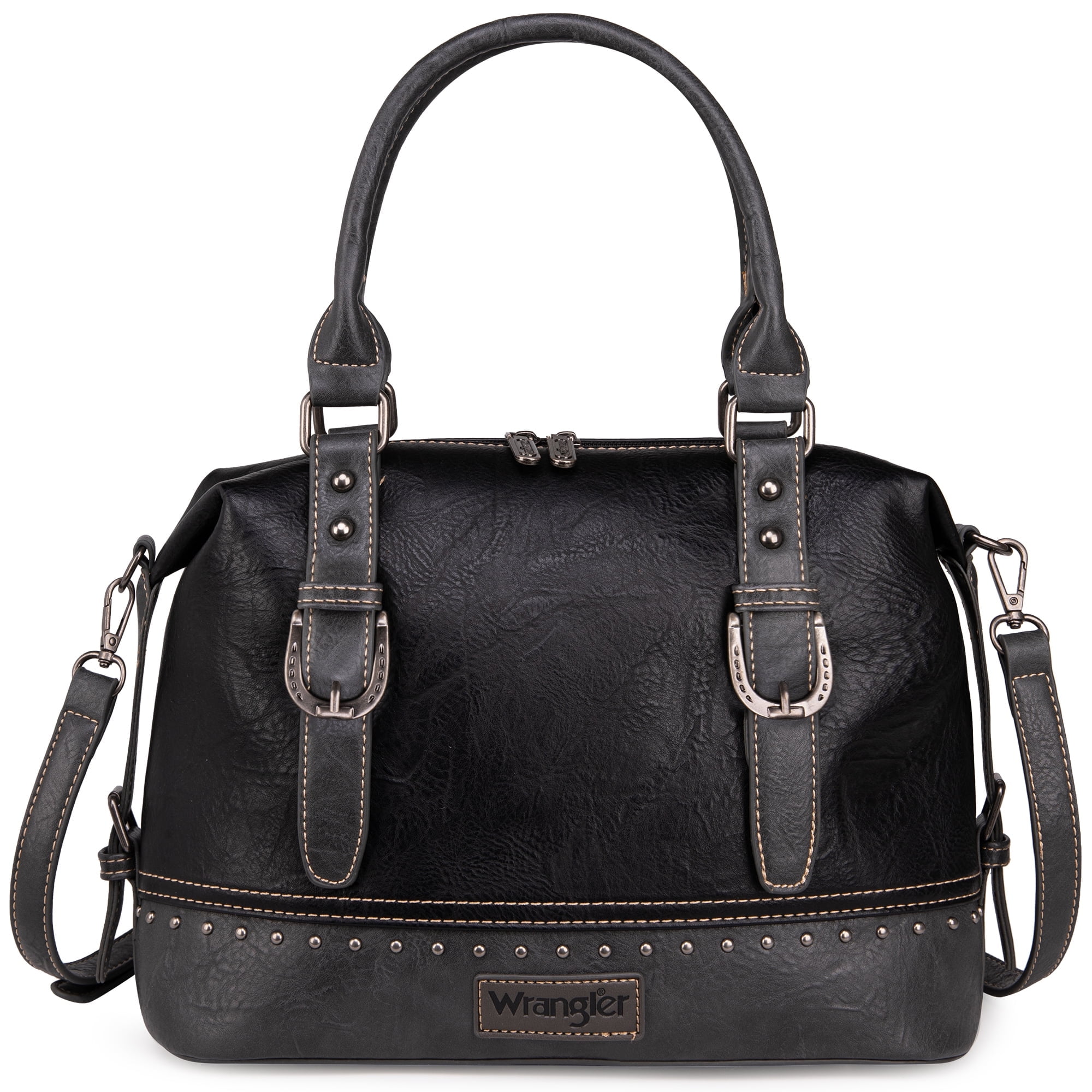 Wrangler Women's Satchel Handbag, Doctor Bag, Cannon Black, Lightweight ...