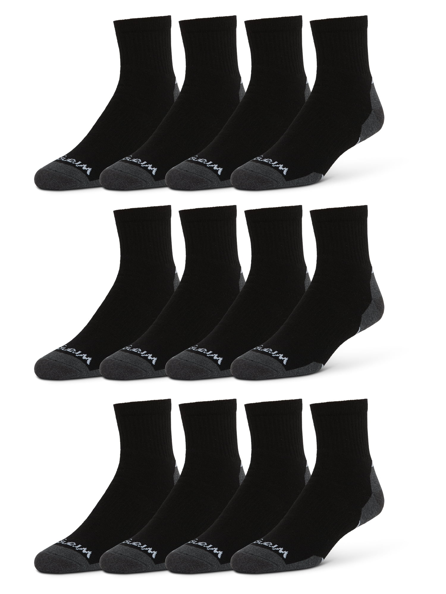 Wrangler Essential Cool Comfort Men’s Quarter Socks, Full-Cushion Foot ...