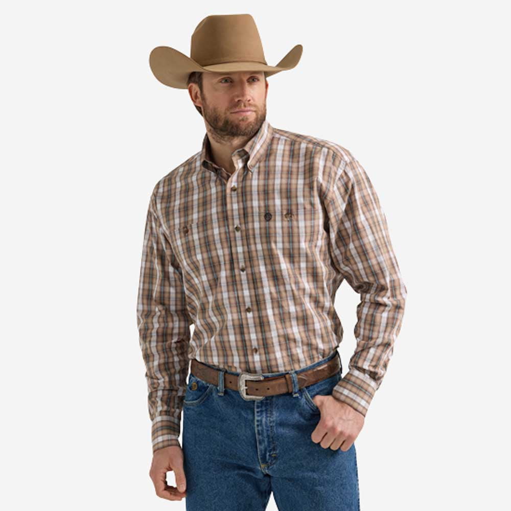 Wrangler Men's George Strait By Plaid Print Long Sleeve Button-Down ...