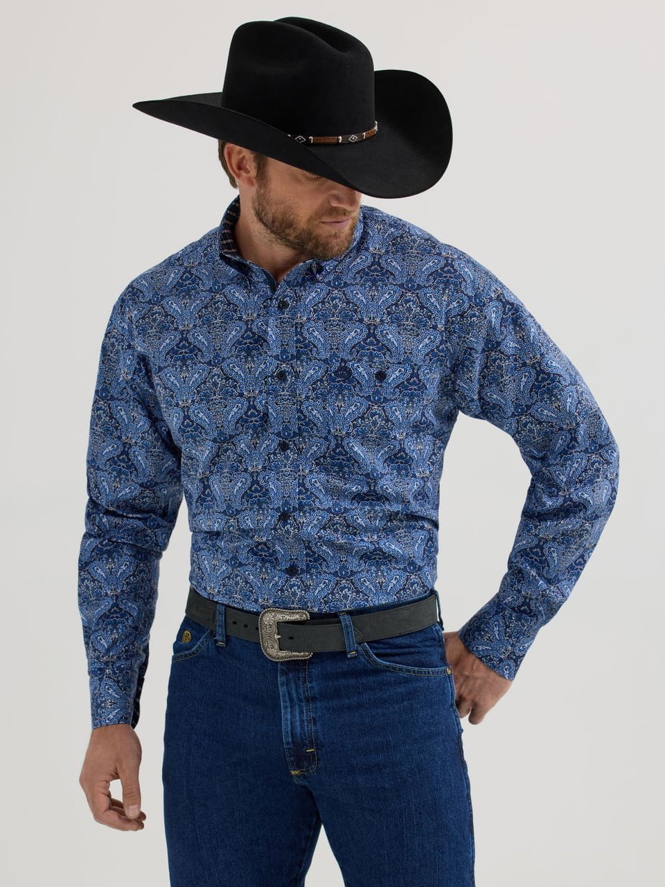 Wrangler George Strait Blue Paisely - Mens Shirt - 112356605 - Walmart.com