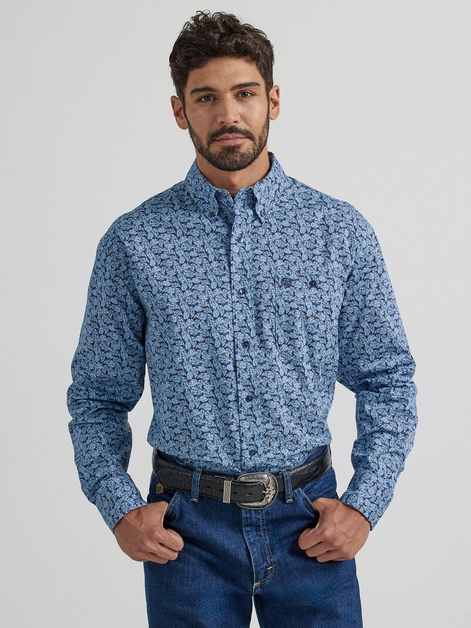 Wrangler George Strait Blue Paisley - Mens Shirt - 112338100 - Walmart.com