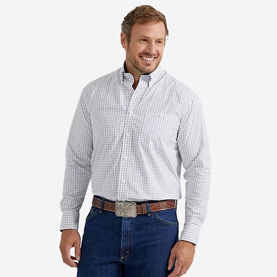Wrangler Men's George Strait By Checkered Print Long Sleeve Button-Down ...