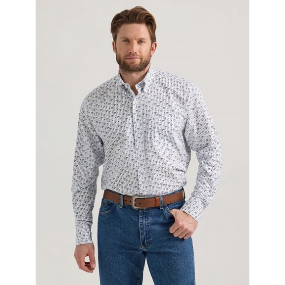Wrangler George Strait Blue Print - Mens Shirt - 112374584 - Walmart.com