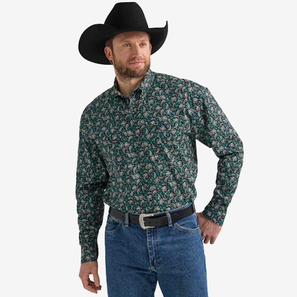 Wrangler Men's George Strait By Paisley Print Long Sleeve Button-Down ...