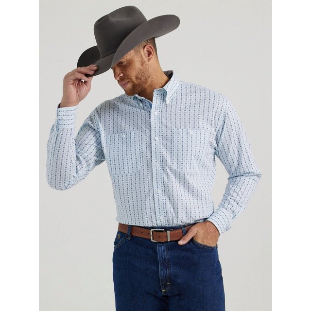 Wrangler George Strait Light Blue Print - Mens Shirt - 112346531 ...