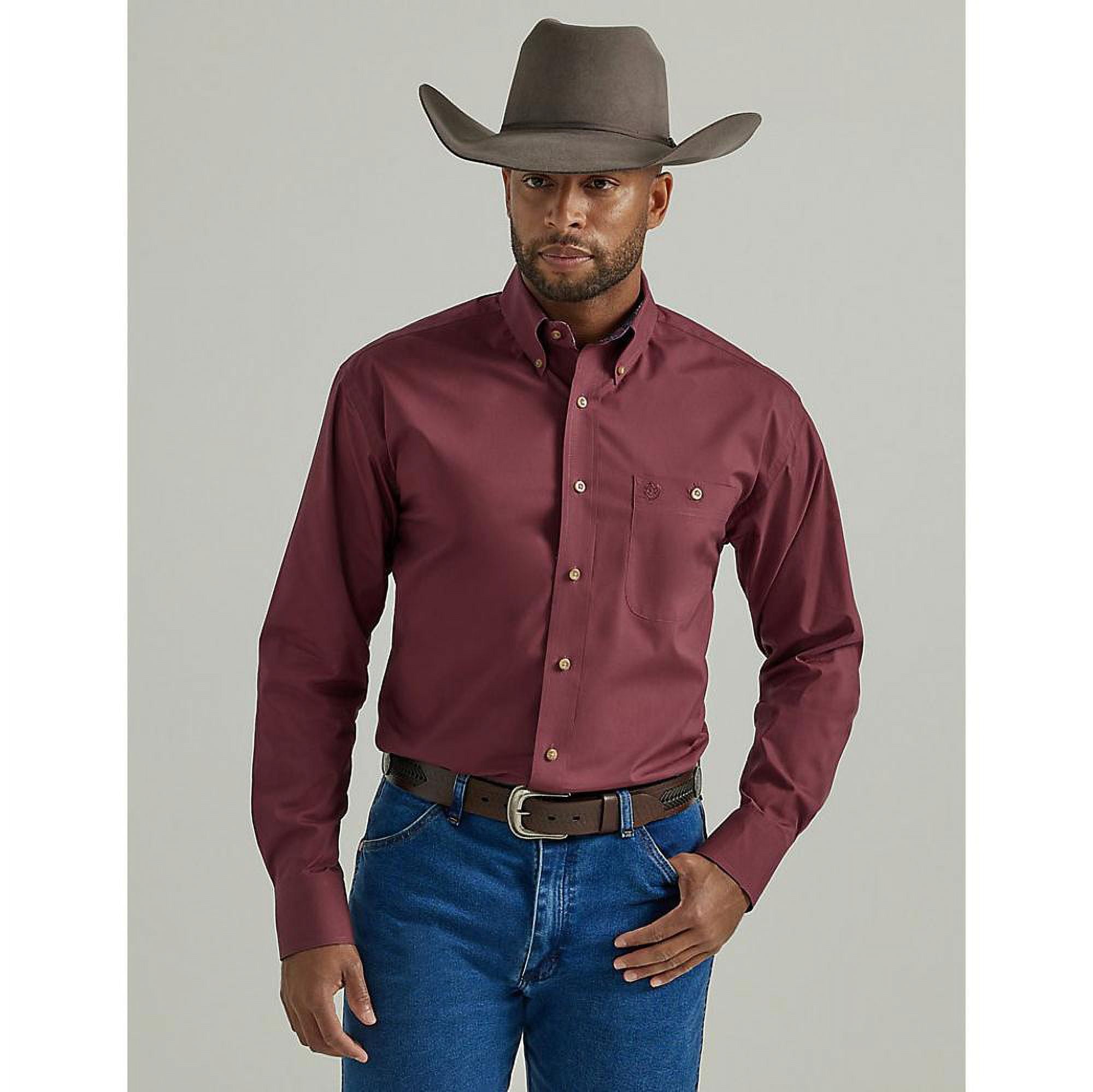 Wrangler George Strait Maroon Solid - Mens Shirt - 112331812 - Walmart.com