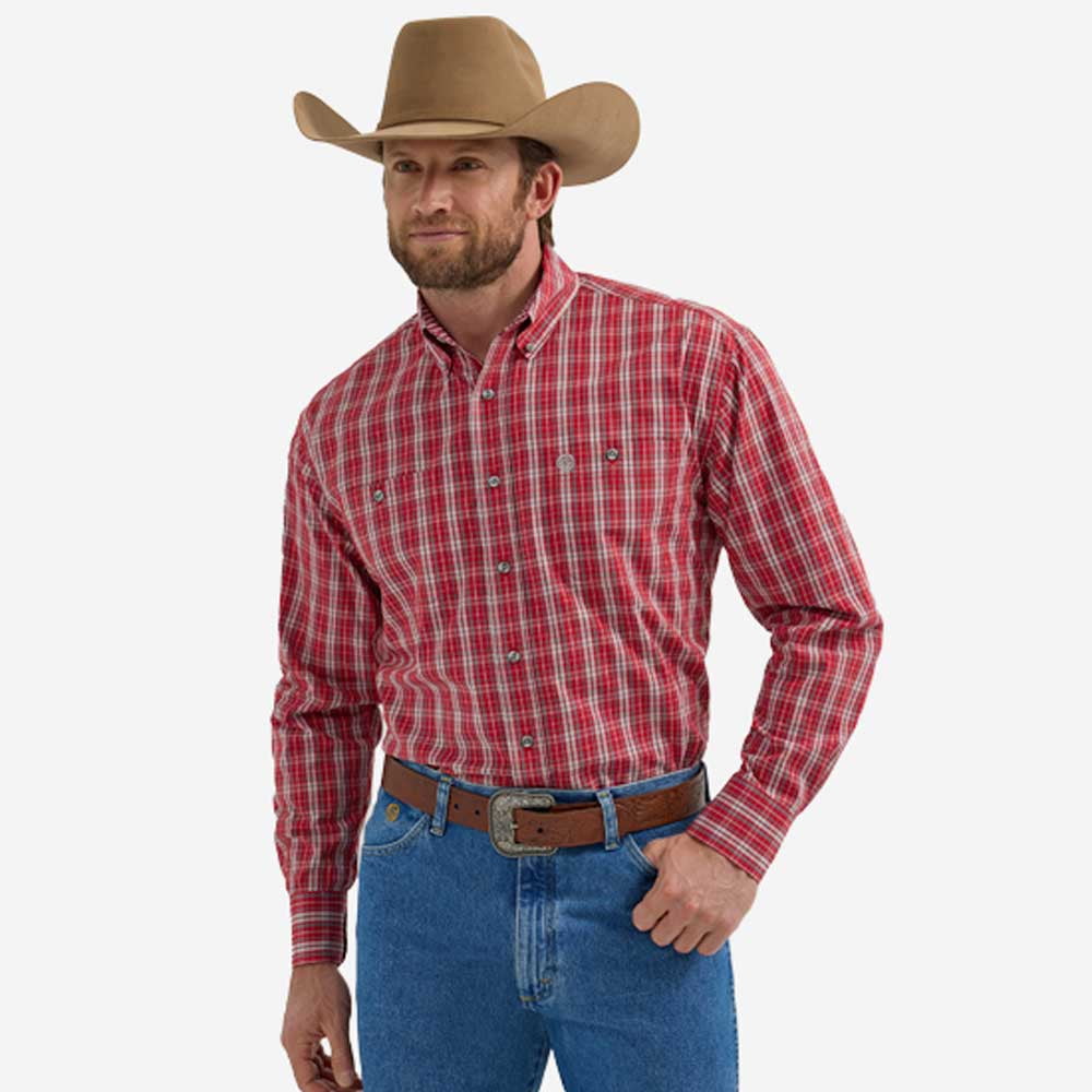 Wrangler George Strait Red Plaid - Mens Shirt - 112356635 - Walmart.com