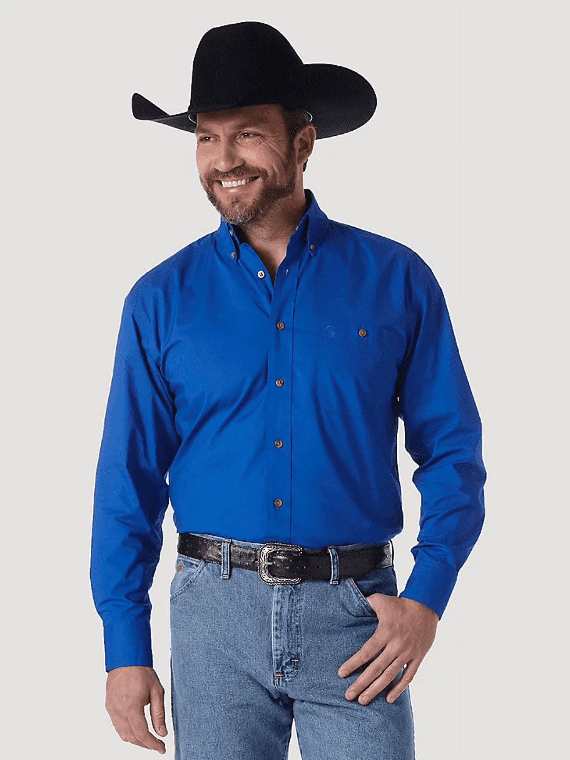 Wrangler George Strait Royal Blue Solid - Mens Shirt - 112345803 ...