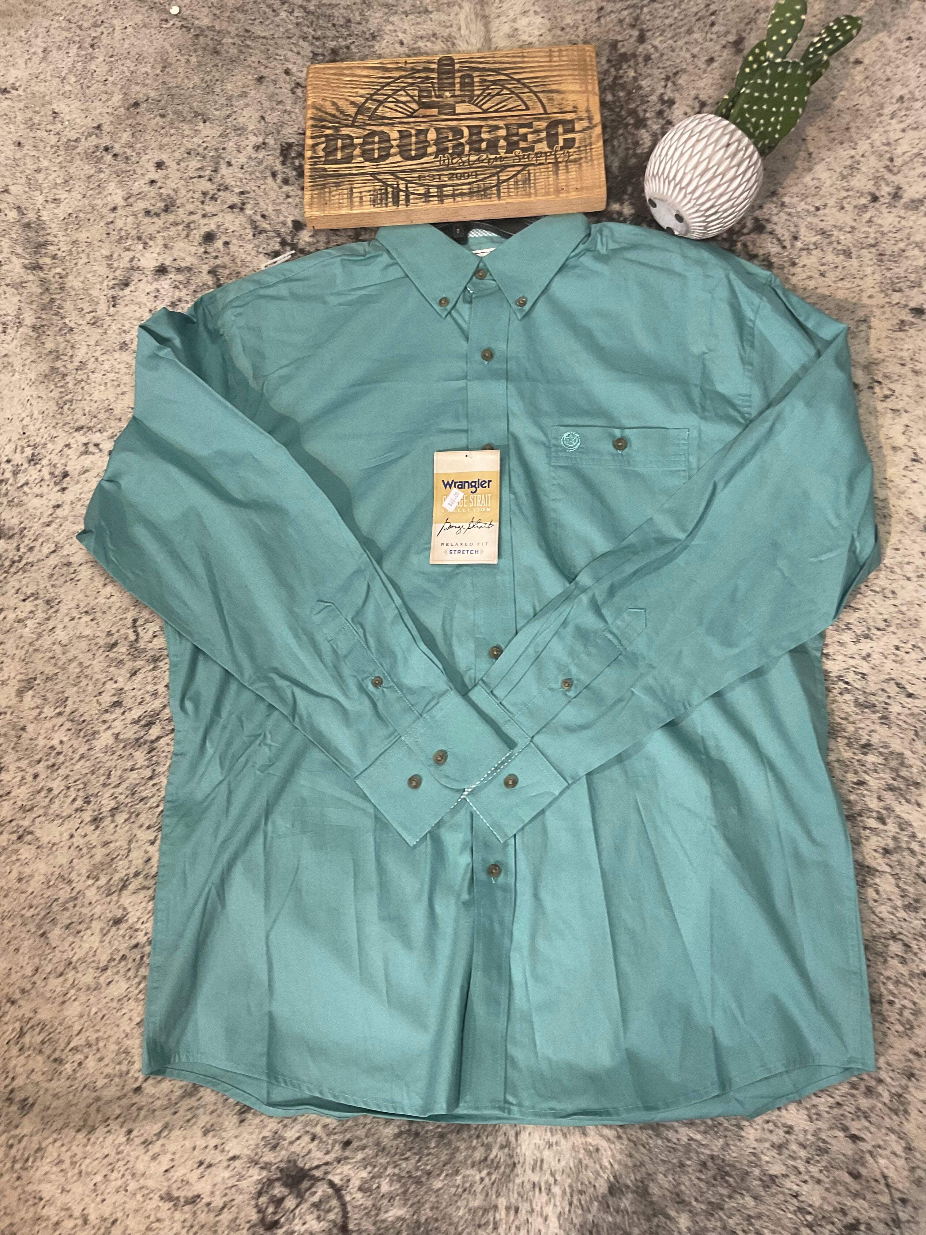 Wrangler George Strait Solid Turquoise - Mens Shirt - 112359998 ...