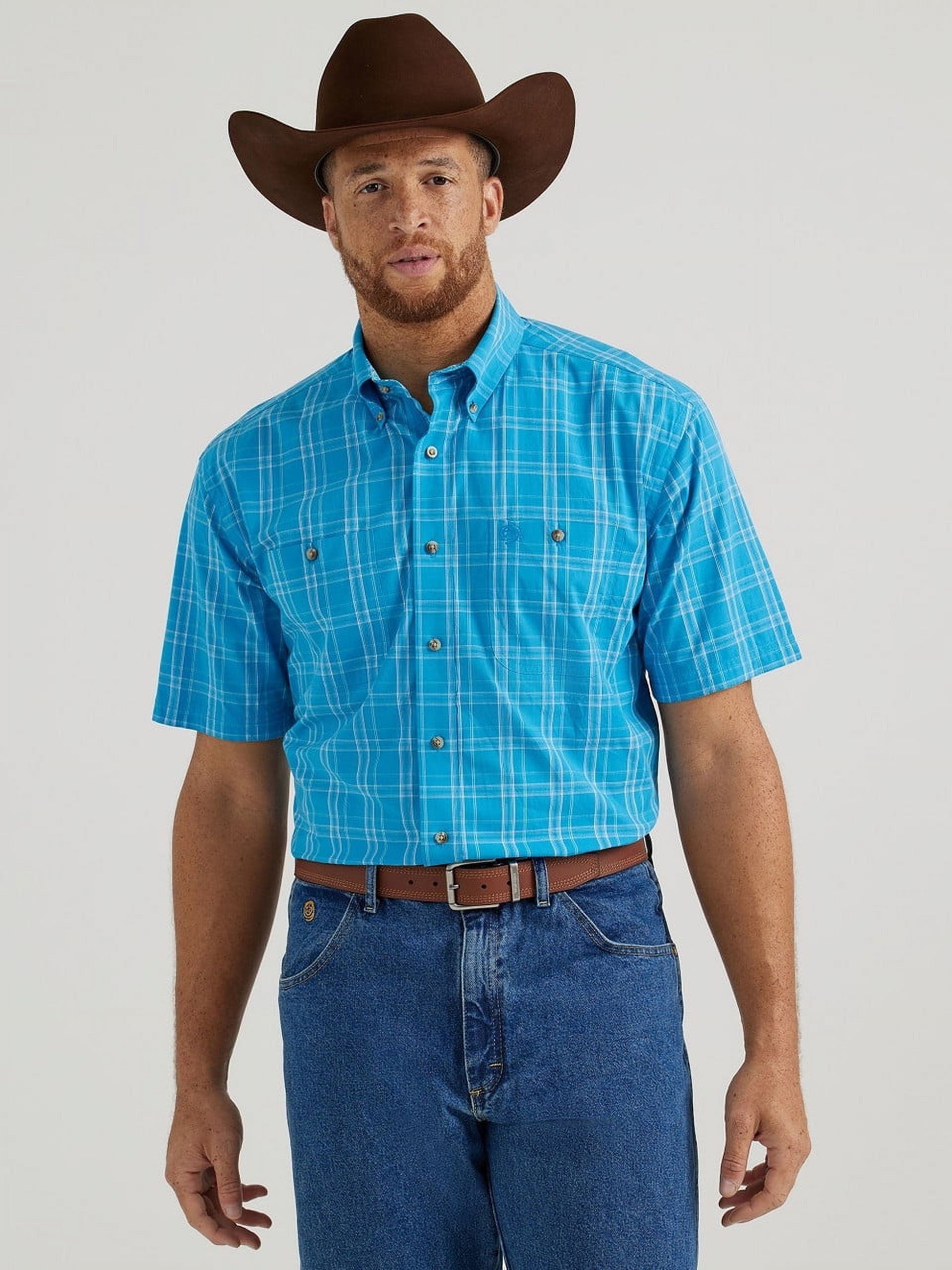 Wrangler George Strait Turquoise Plaid - Mens Shirt - 112346540 ...