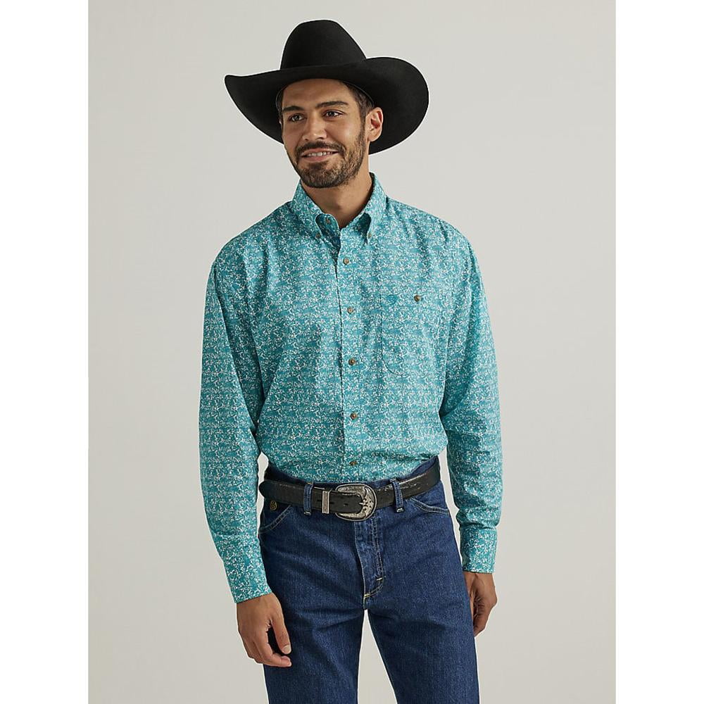 Wrangler George Strait Turquoise Print - Mens Shirt - 112338087 ...