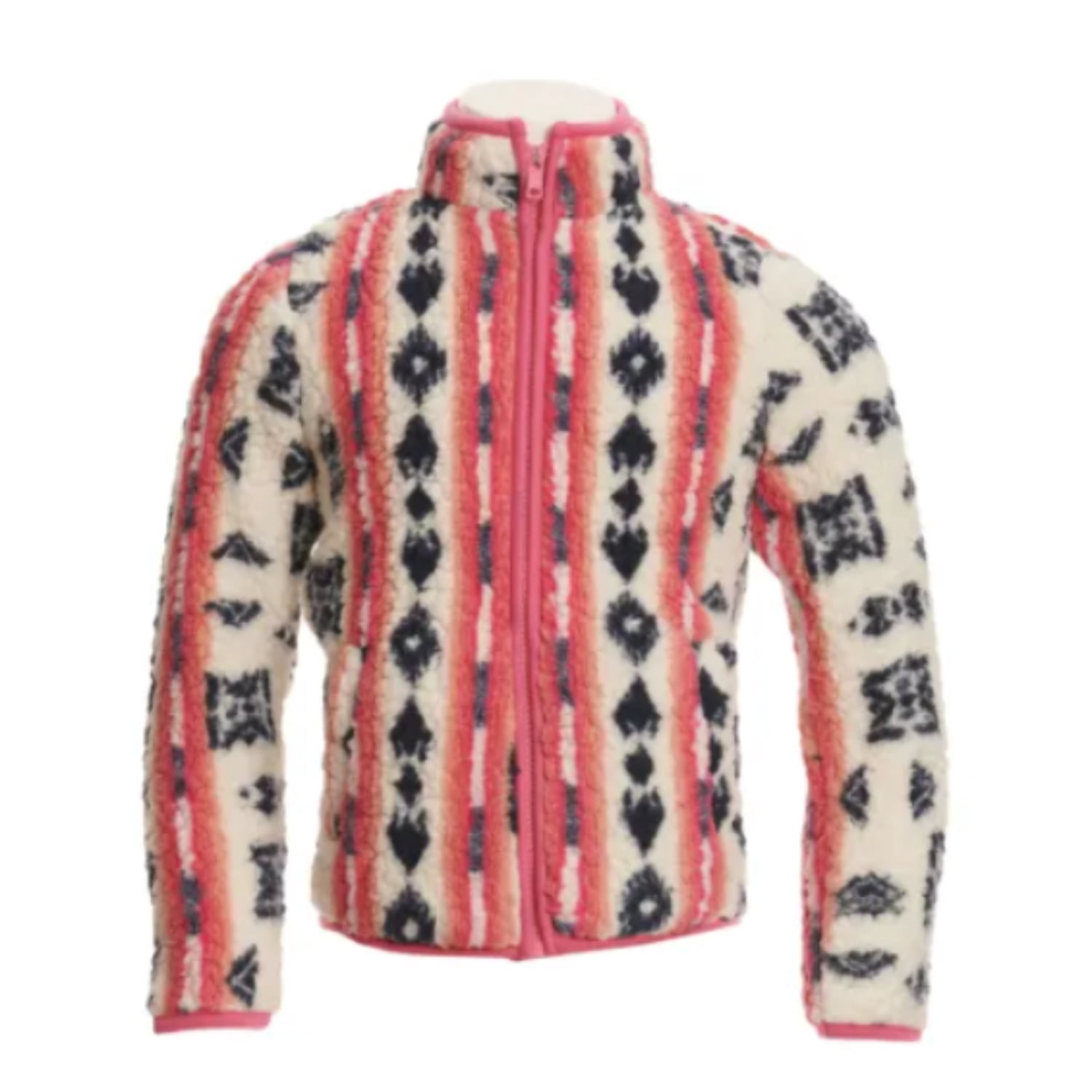 Wrangler Girl's Aztec Printed Pink White Sherpa Jacket 2335314 ...