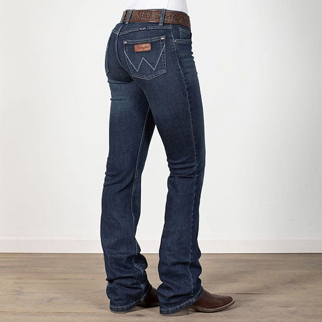 Wrangler Women's Retro Dark Wash Mid Rise Mae Alexis Stretch Bootcut Jeans - 112321491 15W x 34L ...