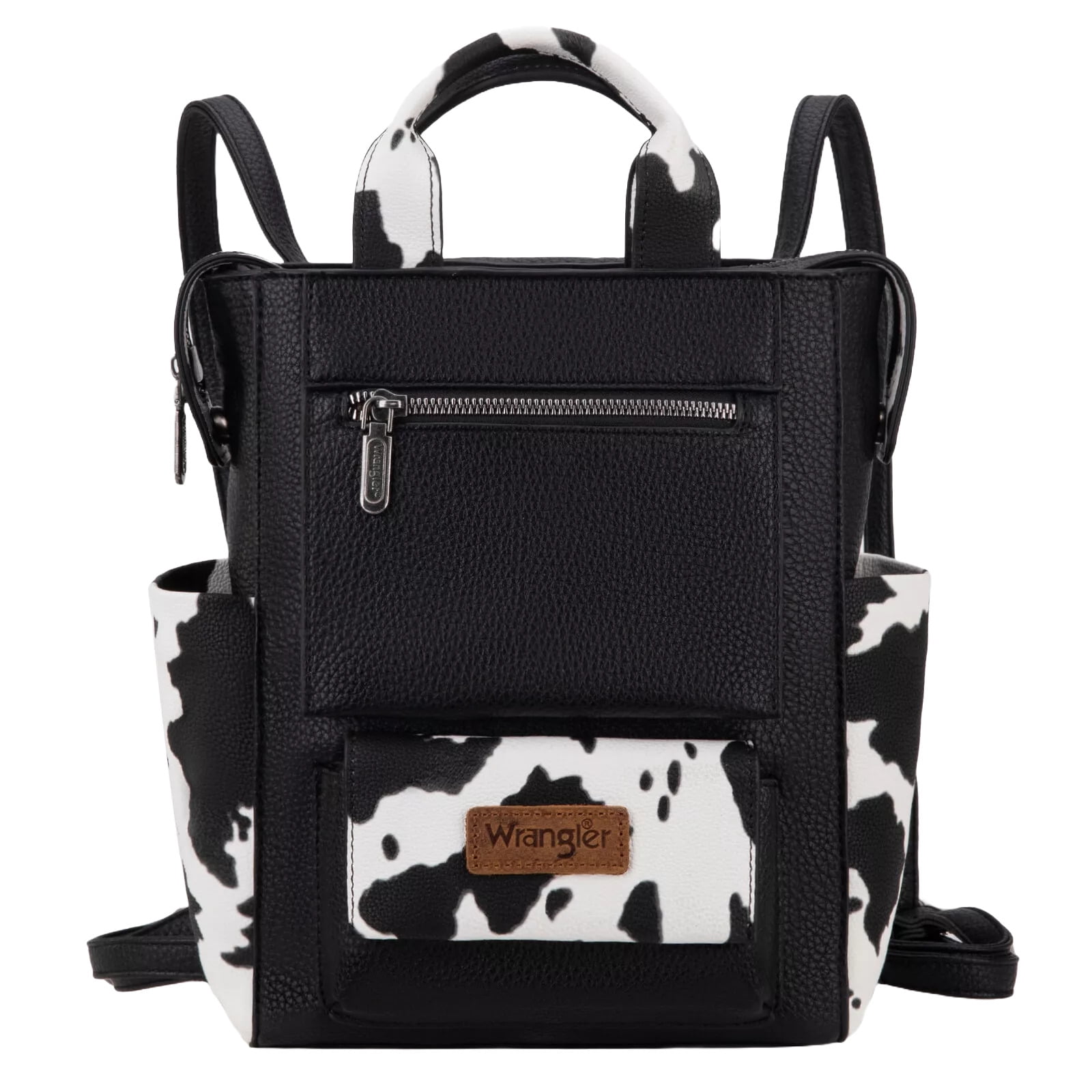 Wrangler Ladies Black White Cow Print Tote Shoulder Bag Convertible ...