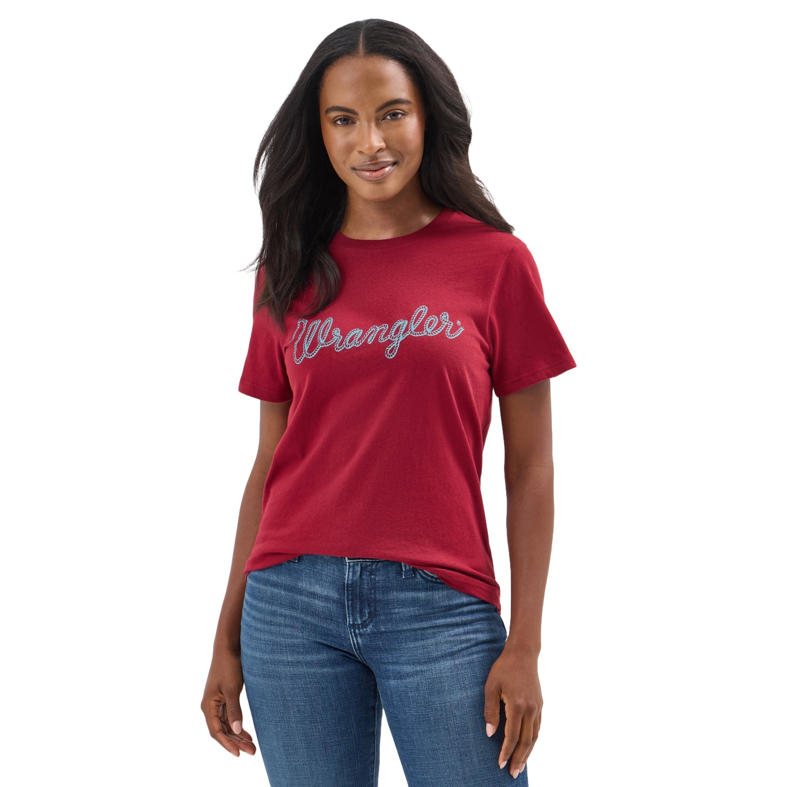 Wrangler Ladies Year-Round Logo Biking Red Graphic T-Shirt 112354373 ...