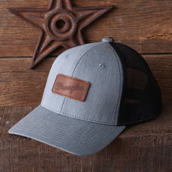 Wrangler Leather Patch Grey And Black Ball Cap - Walmart.com