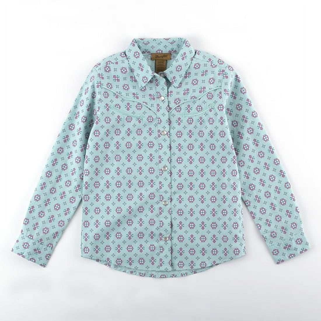Wrangler Light Blue With Pink Print - Kids Girls Shirt - 112344088 - Walmart.com