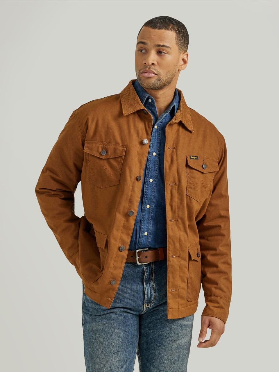 Wrangler Lined Bard Coat Hay Bale Brown - Mens Jacket - 112352842 ...