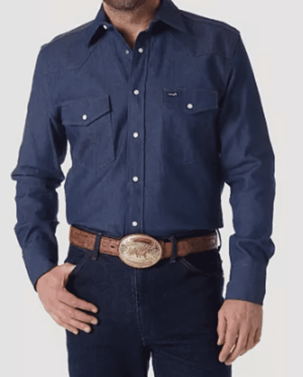 Wrangler MS721SL Men's Cowboy Cut Western Firm Finish Work Shirt Denim ...