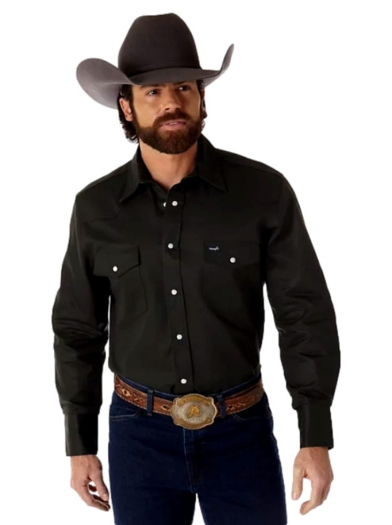 Wrangler MS721SL Men's Cowboy Cut Western Firm Finish Work Shirt Pine ...