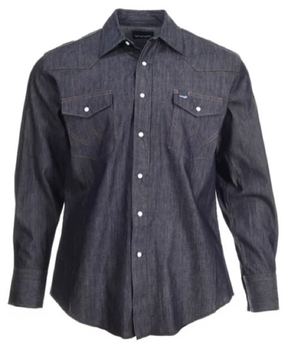 Wrangler MS721SL Mens Cowboy Cut Western Firm Finish Work Shirt Large ...