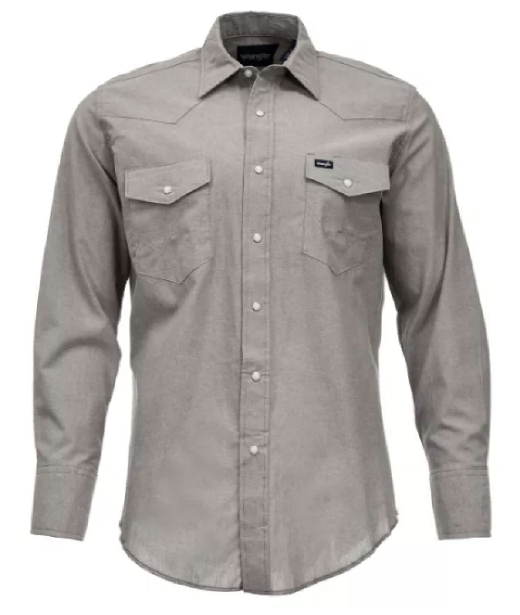 Wrangler MS727GY Cowboy Cut Western Chambray Work Shirt, Light Gray, XL ...