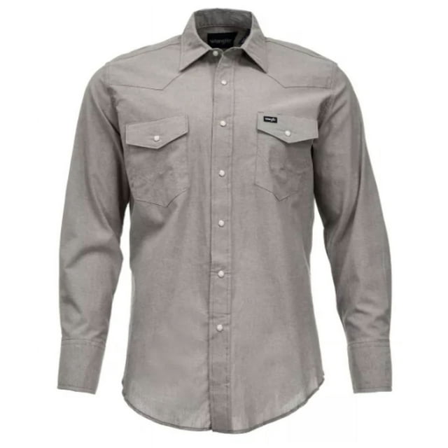 Wrangler MS727GY Cowboy Cut Western Chambray Work Shirt, Light Gray, XL ...