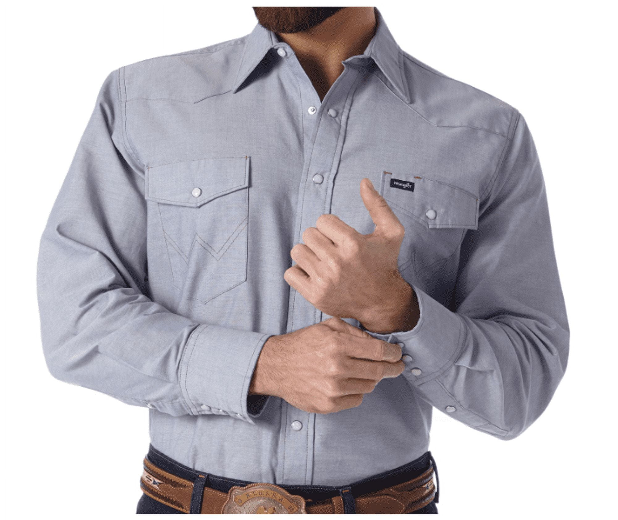Wrangler MS743CH Cowboy Cut Western Chambray Work Shirt, L B Chambray ...