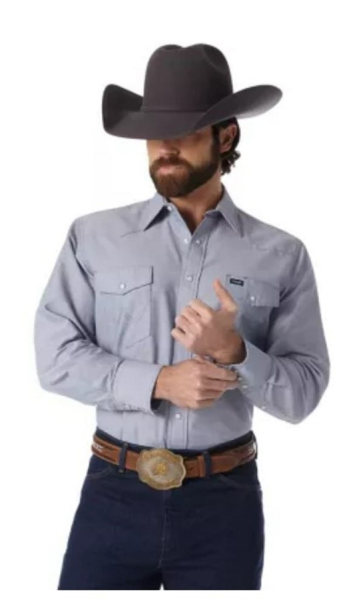 Wrangler MS743CH Cowboy Cut Western Chambray Work Shirt Large Light ...