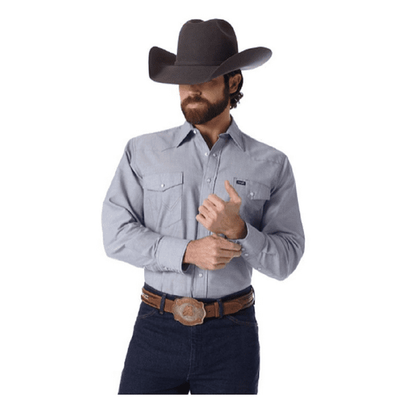 Wrangler MS743CH Men's Cowboy Cut Western Chambray Work Shirt, Extra ...