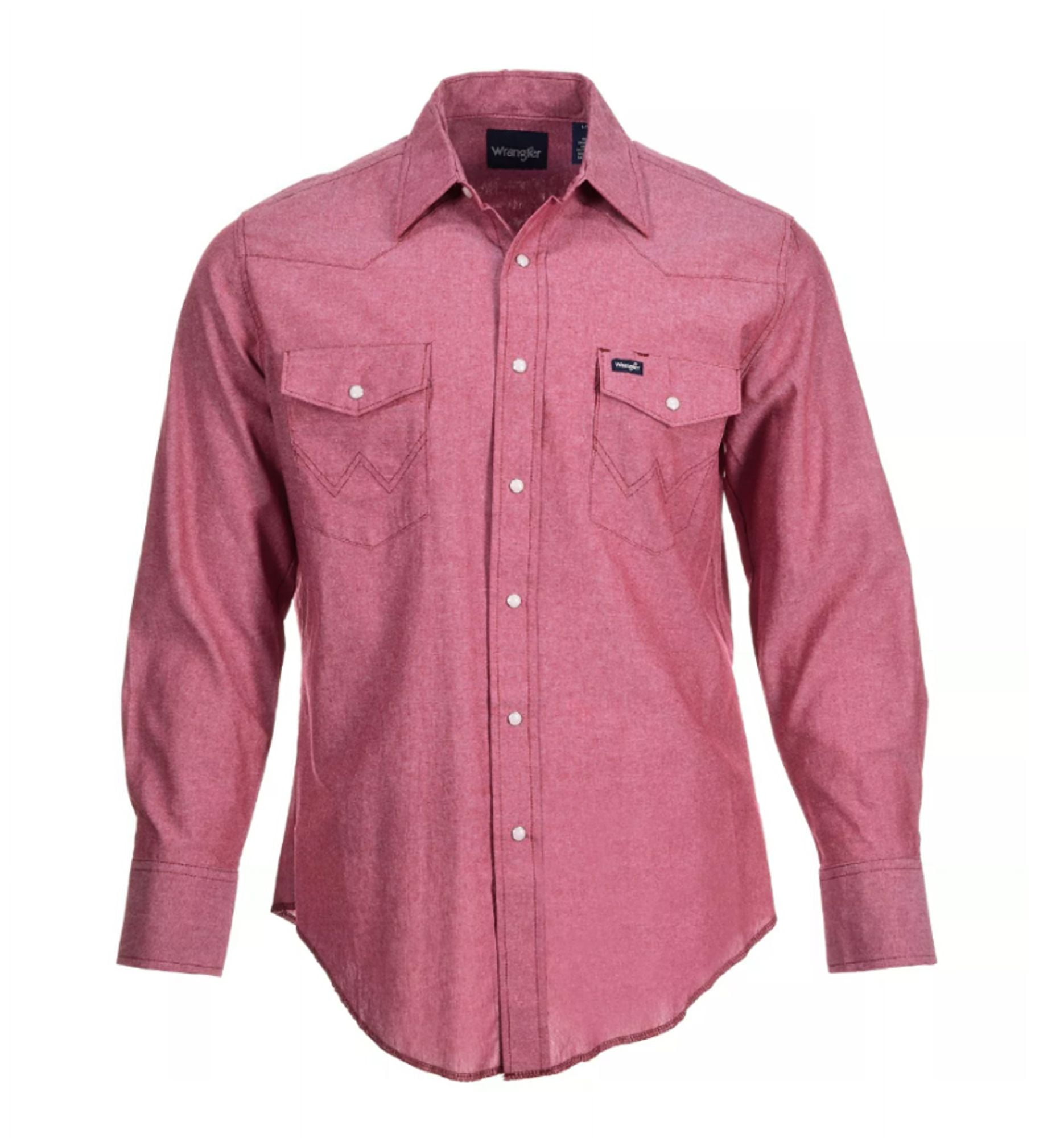 Wrangler MS746RD Cowboy Cut Western Chambray Work Shirt, Tibetan Red ...