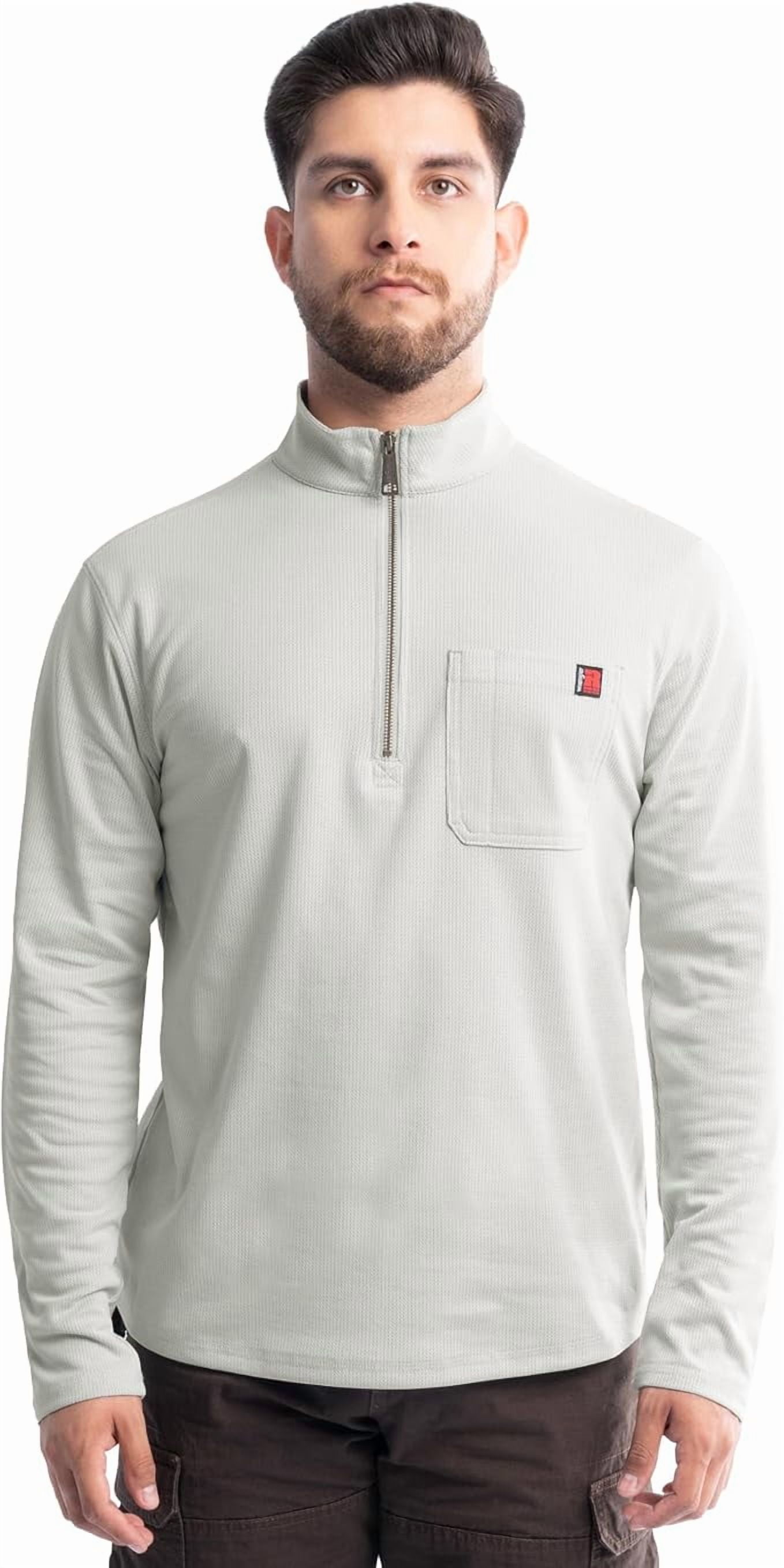Wrangler Men's 1/2 Zip Mock Neck Pullover, Color: Light Grey, Size ...