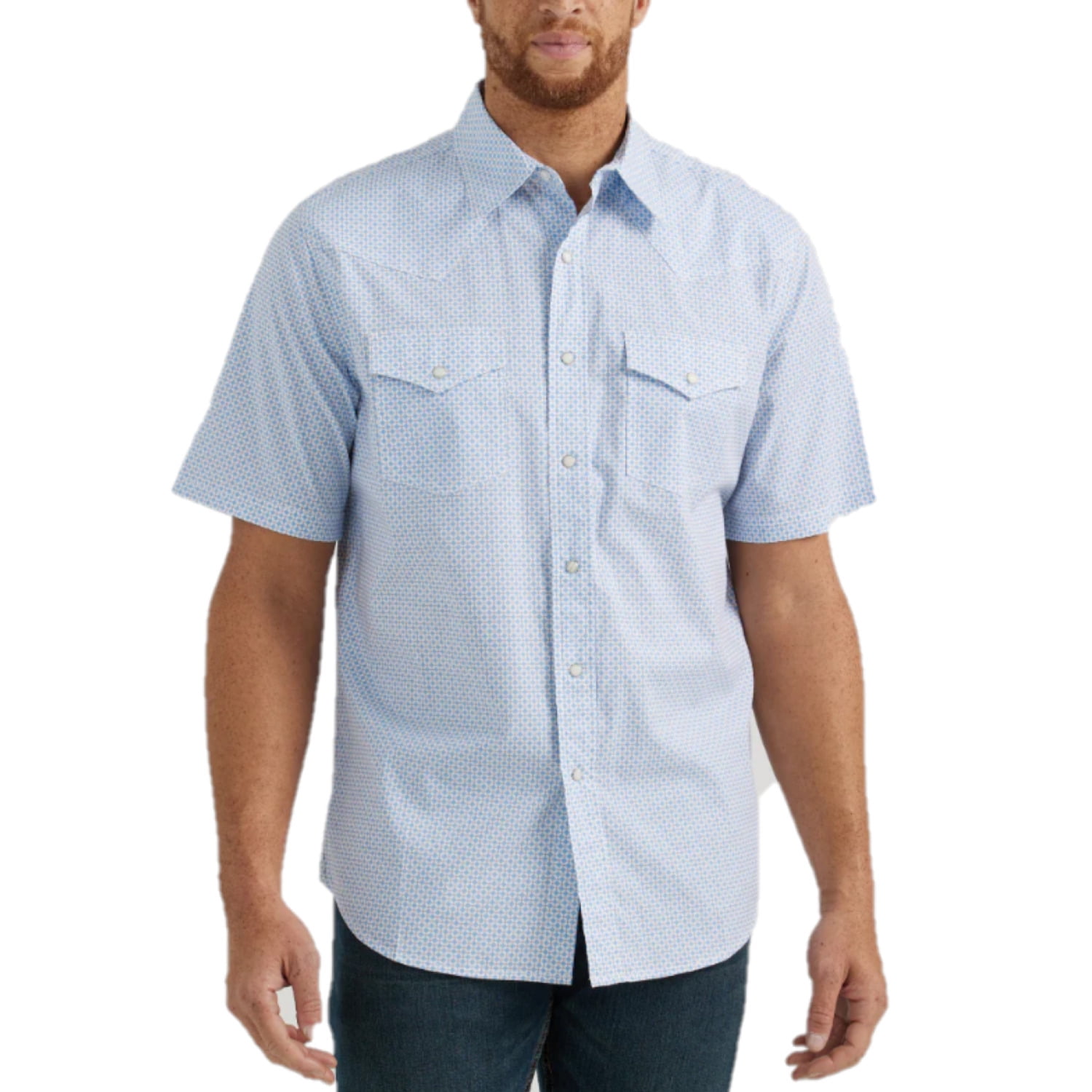 Wrangler Men's 20X Advanced Comfort Geo Print Short Sleeve Snap Stretch ...