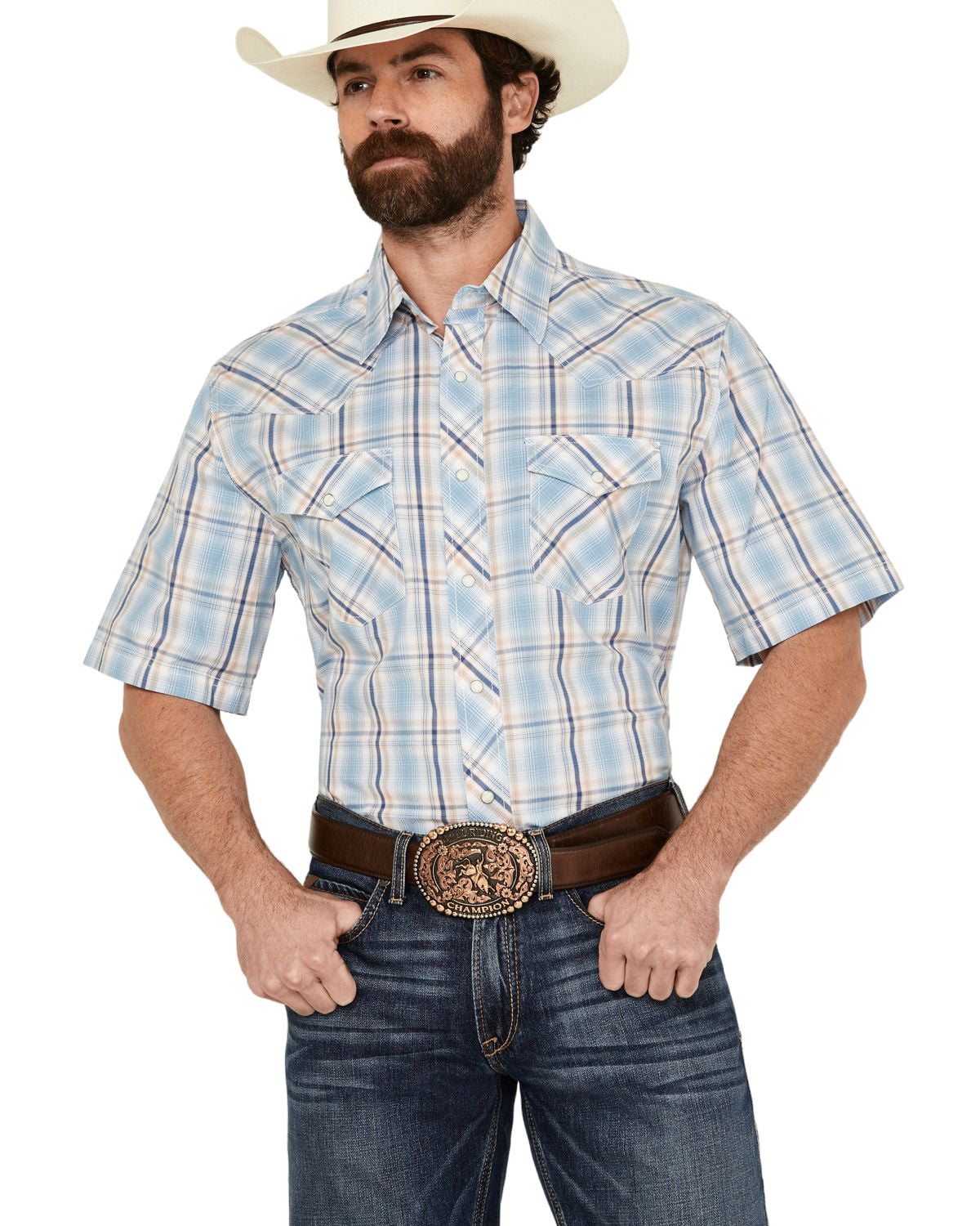 Wrangler Men's 20X Advanced Comfort Plaid Print Short Sleeve Snap ...