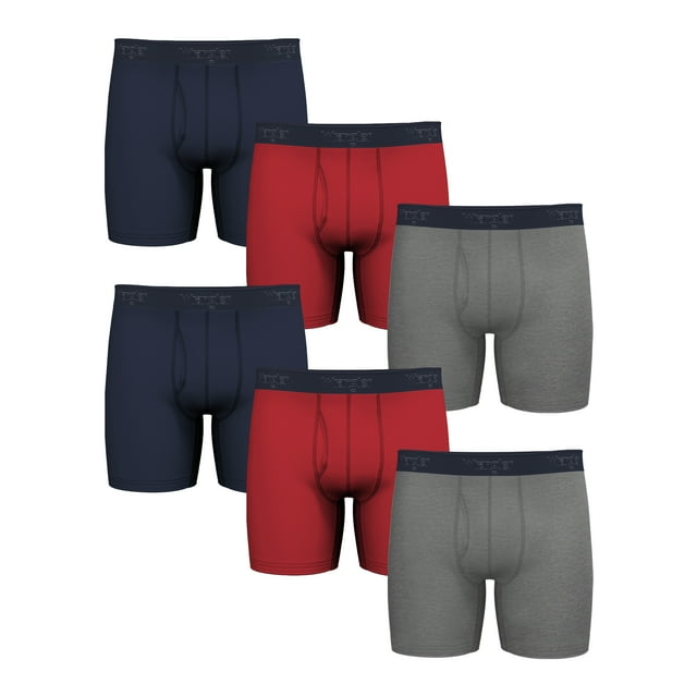 Wrangler Men's Absorbs Moisture Cotton Boxer Briefs, Multicolor (6 Pack ...