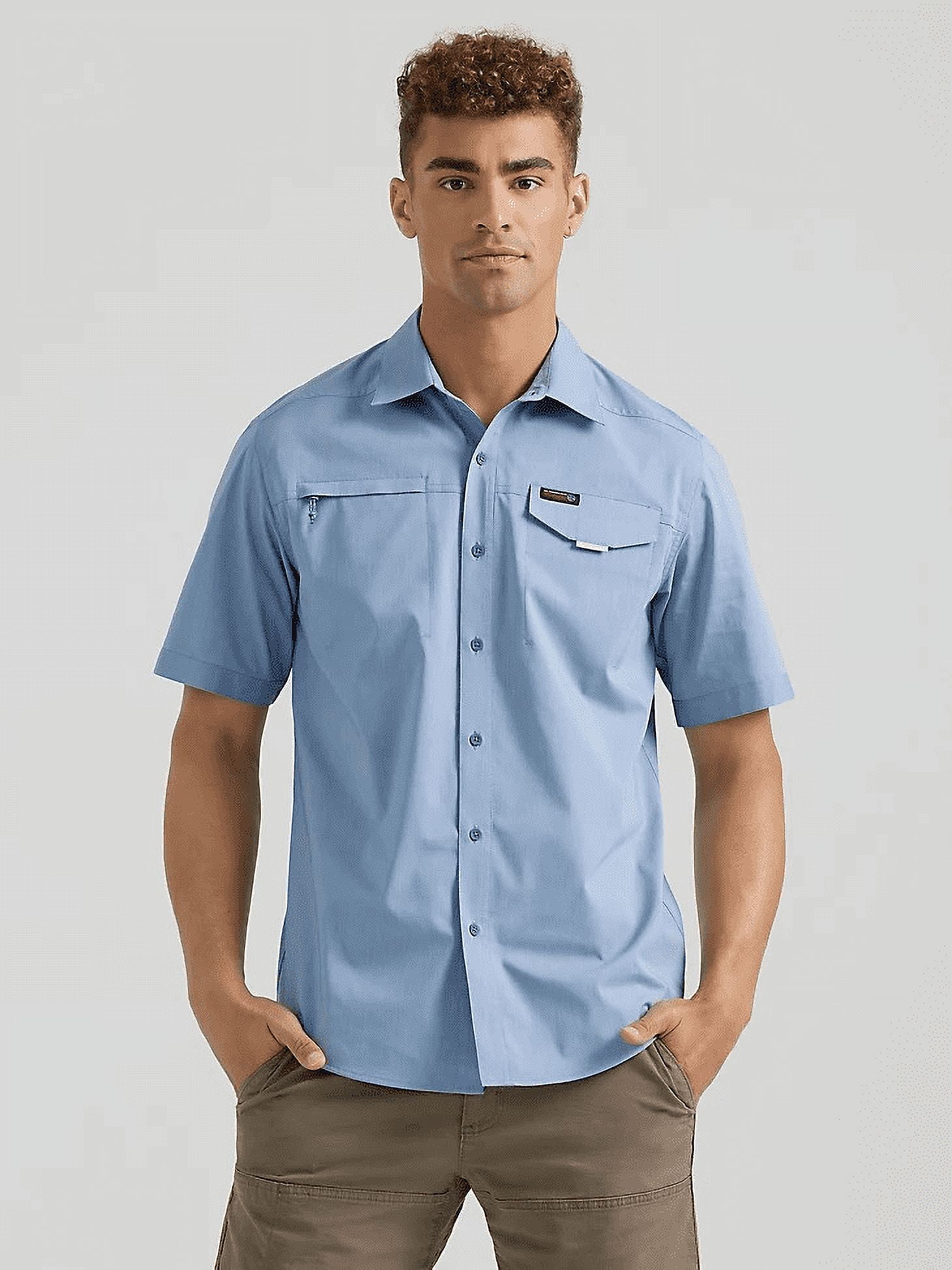 Wrangler Men's Atg By Solid Short Sleeve Button-Down Performance ...