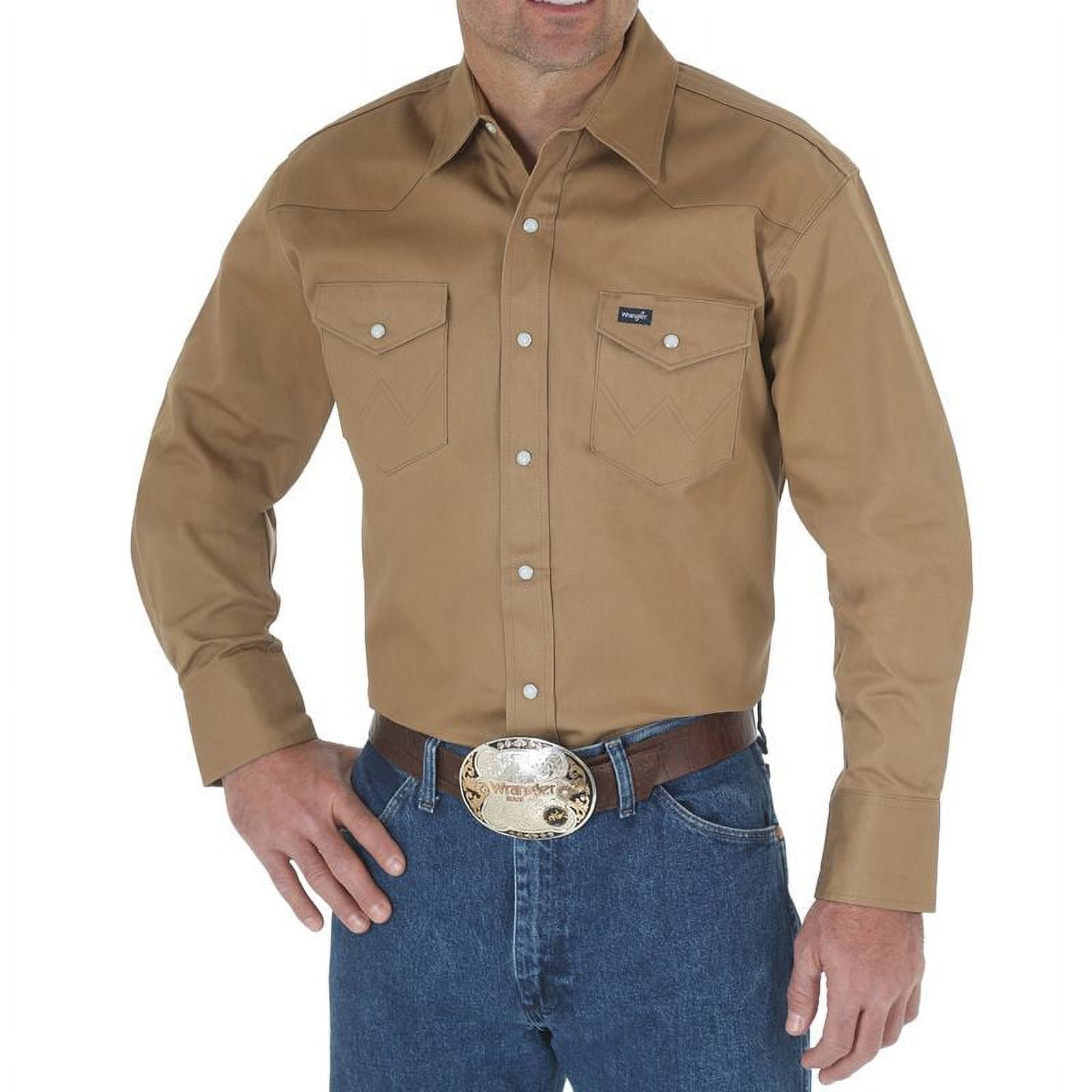 Wrangler Men's Authentic Cowboy Cut Work Western Long-Sleeve Firm ...