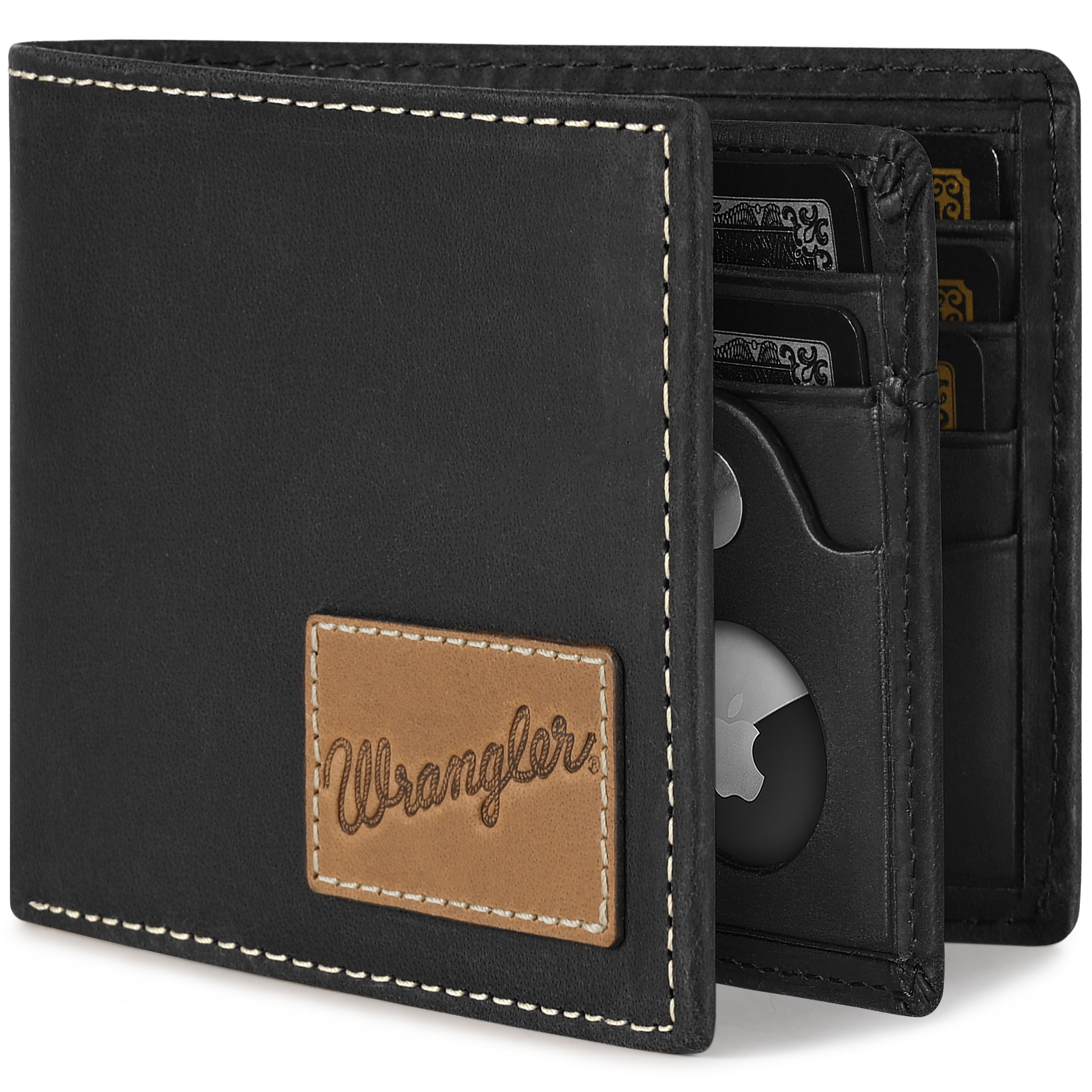 Wrangler Men’s Bifold Wallet Genuine Leather, RFID Blocking, Casual ...