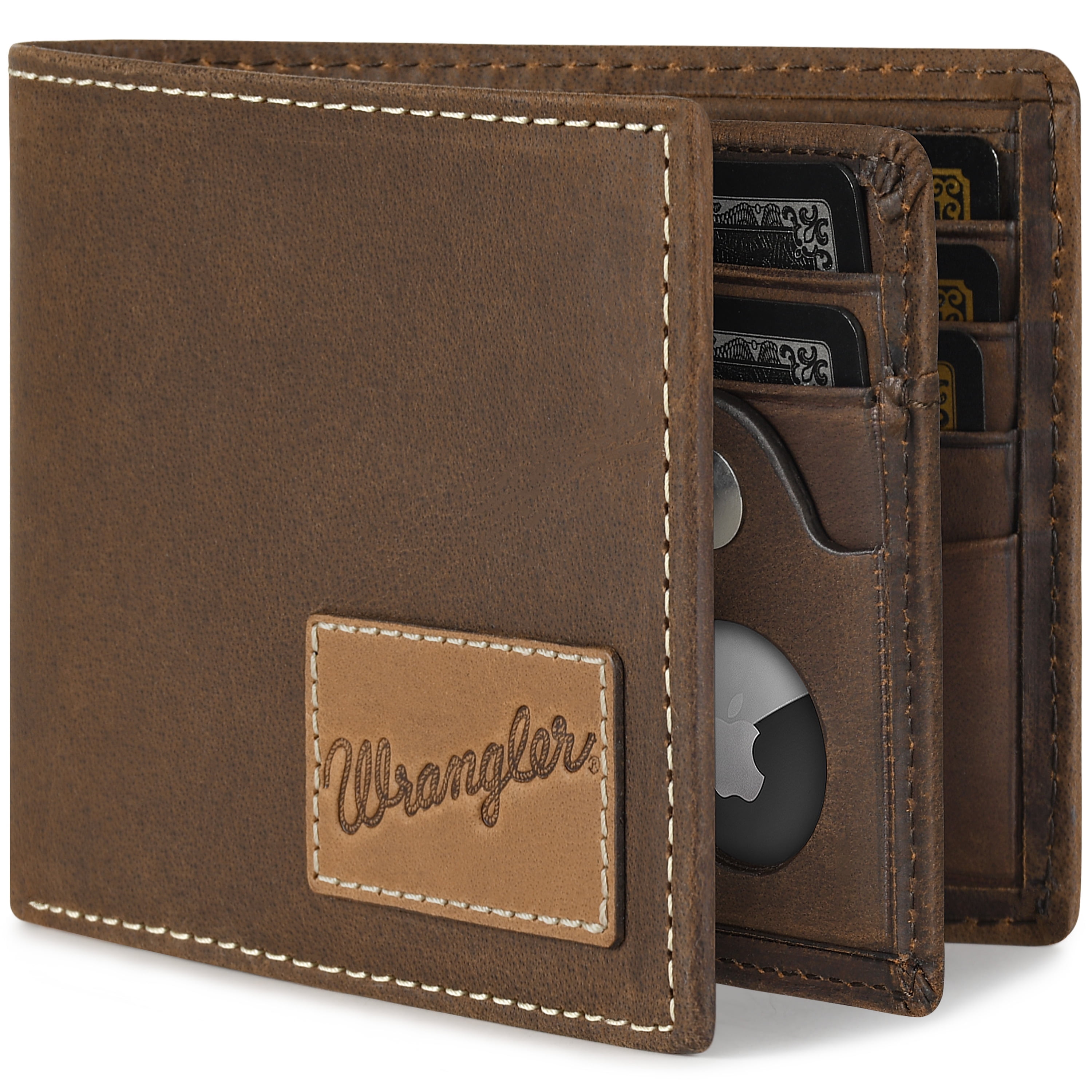 Wrangler Men’s Bifold Wallet Genuine Leather, RFID Blocking, Casual ...