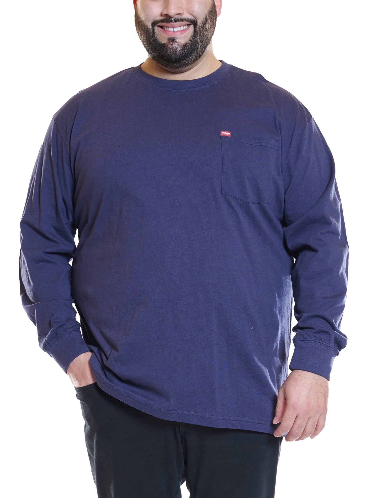 Wrangler Men’s Big and Tall Cotton Pocket Tee with Long Sleeves, Sizes 1XL-6XL - Walmart.com