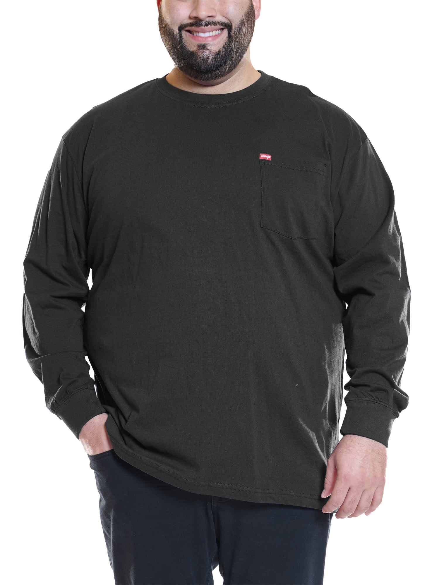 Wrangler Men’s Big and Tall Cotton Pocket Tee with Long Sleeves, Sizes ...
